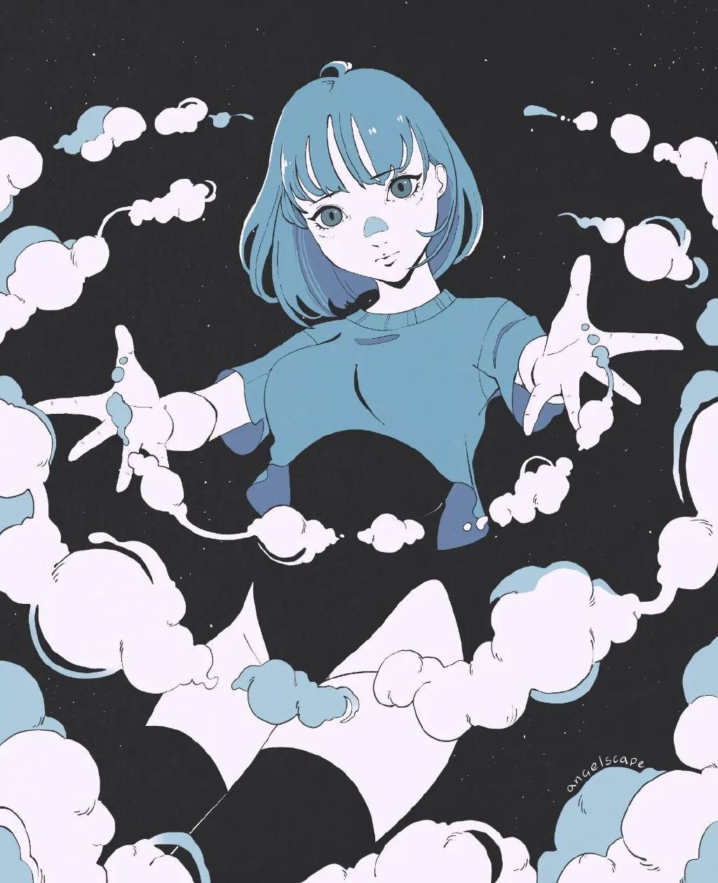 插画师 angel.scape 少女绘画__财经头条