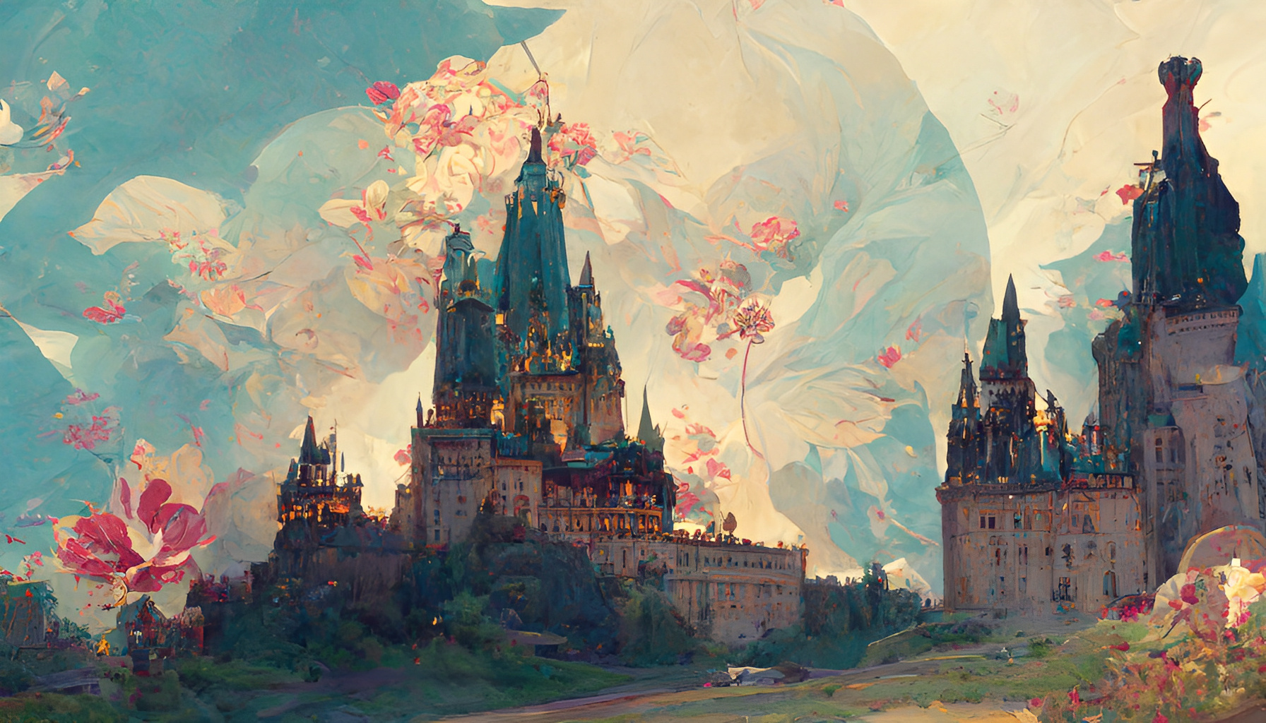 《哈利波特》华丽丽城堡 | AI插画