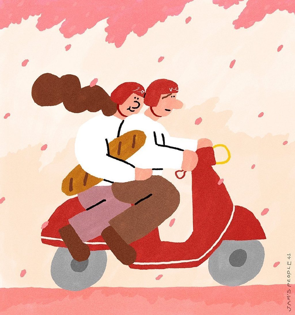 韩国插画师 Kim Jam 的作品以日常生活为主，色彩明亮清新……