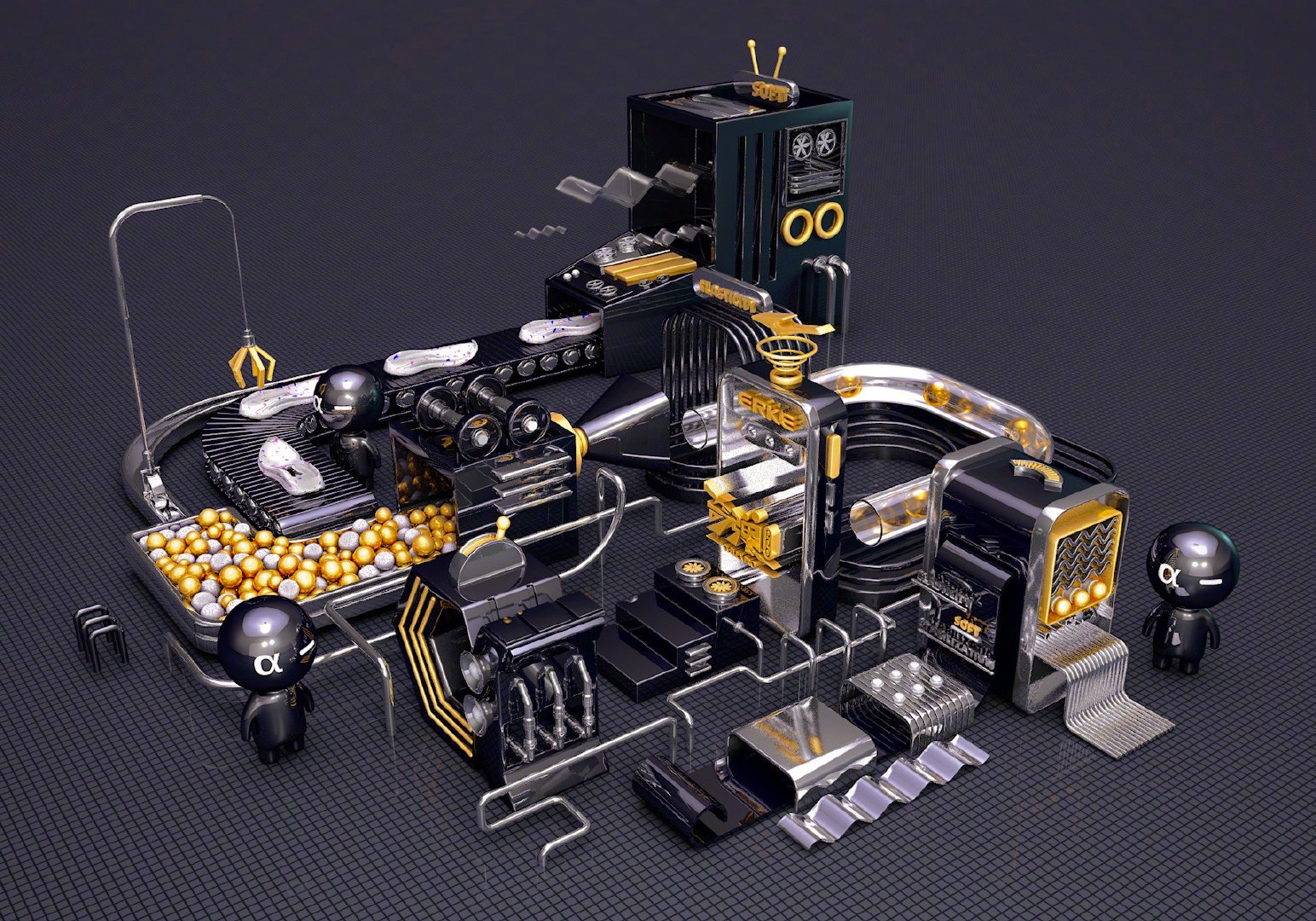 我们每期的 C4D 课，到流水线小工厂这期的作业都会带来很多惊喜