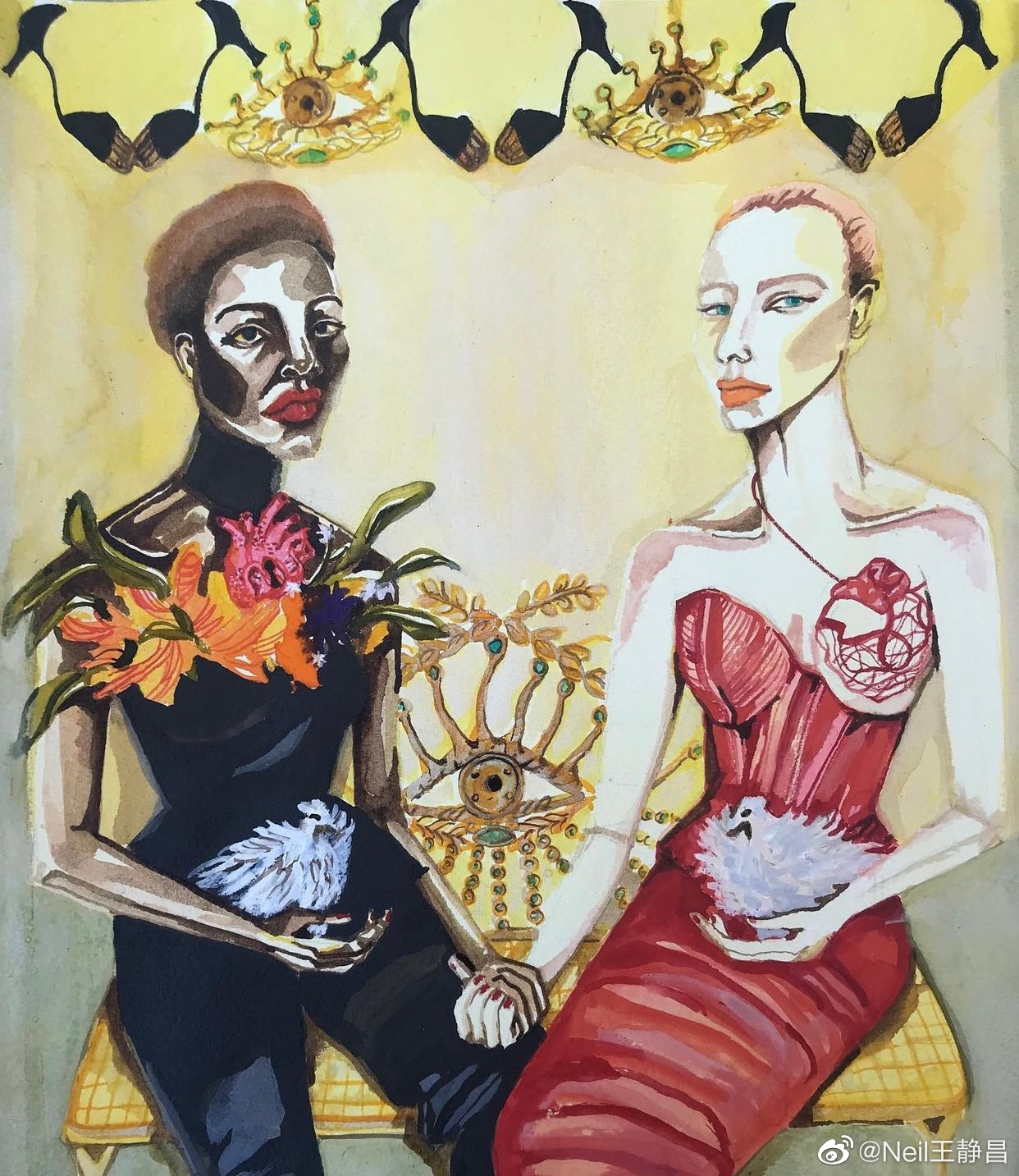 一些插画家以 Schiaparelli 的设计作为创作主题来画插画……__财经头条