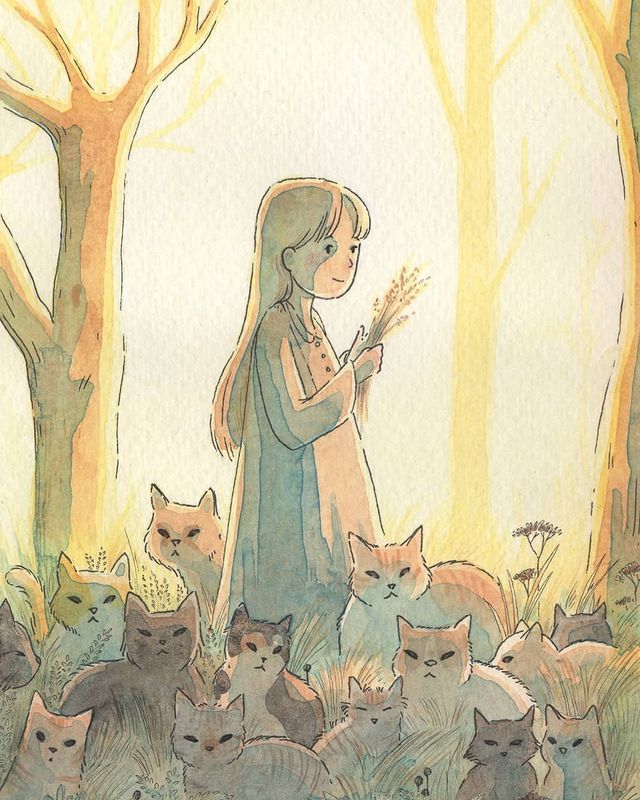 插画师 violette.imagine 的一组温暖的插画