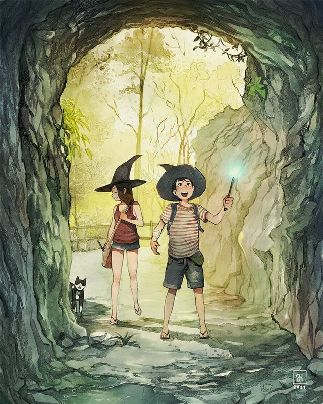 插画师 simz.art 的一组插画作品，充满故事感的画面……