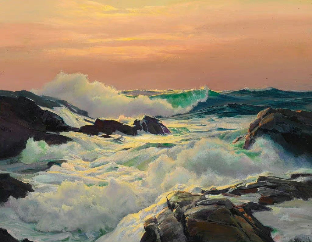 看潮起潮落，浪花朵朵~ Frederick Judd Waugh__财经头条