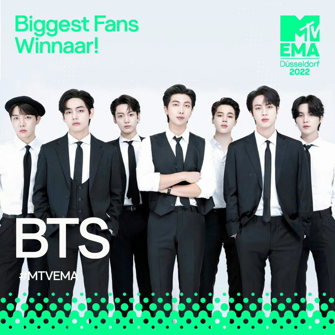 2022 MTV EMA获奖名单公开，恭喜获奖的各位！