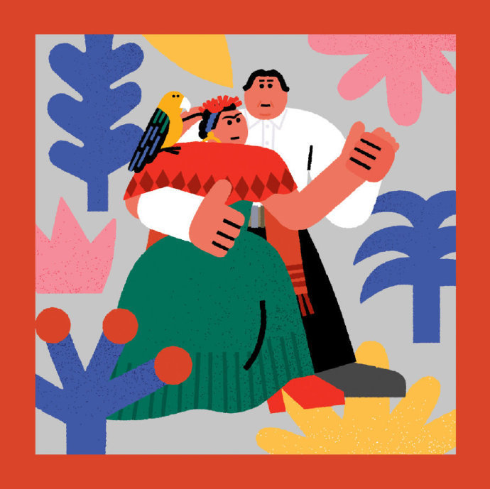 夸张的人物插画，插画师 Daye Kim__财经头条