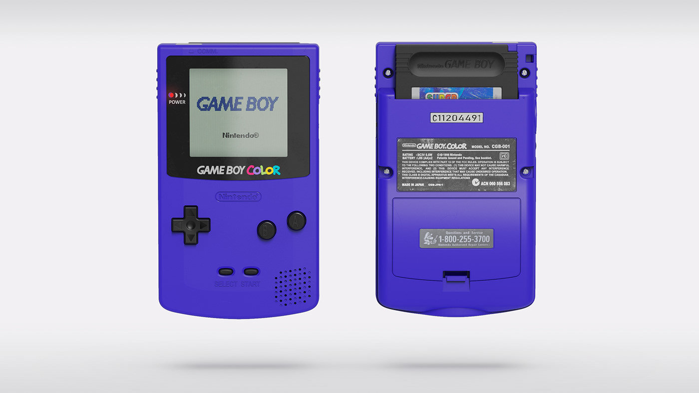Nintendo Game Boy Color - CGI 任天堂复古游戏机设计