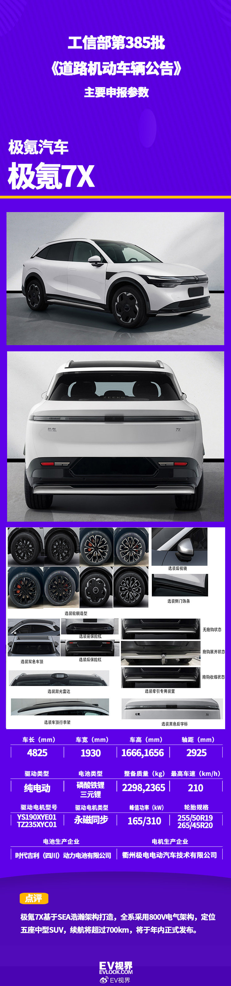 续航超700km/搭800V高压平台 极氪7X申报图曝光-新浪汽车