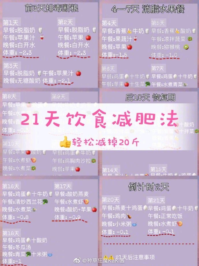 21天饮食减肥法,明星减肥食谱