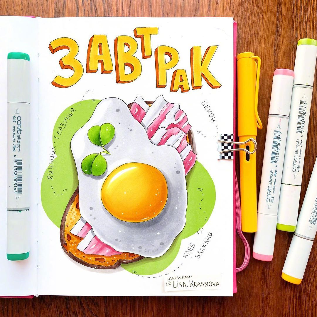 俄罗斯艺术家Lisa Krasnova用马克笔绘出的充满色彩的美食～__财经头条