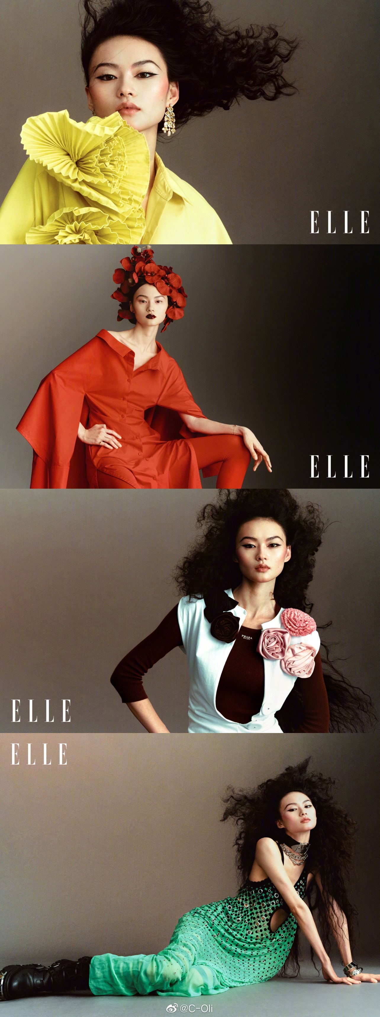 中国超模贺聪再度登上ELLE China三月刊封面……