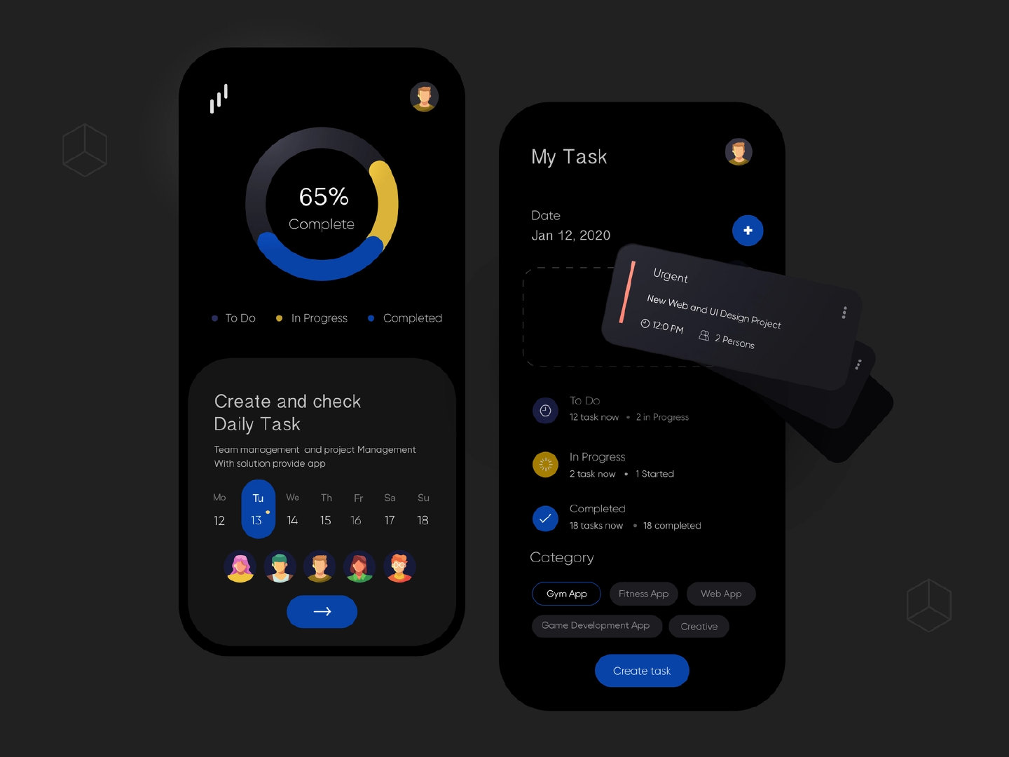 暗色系 App 界面参考 BY Ghulam Rasool