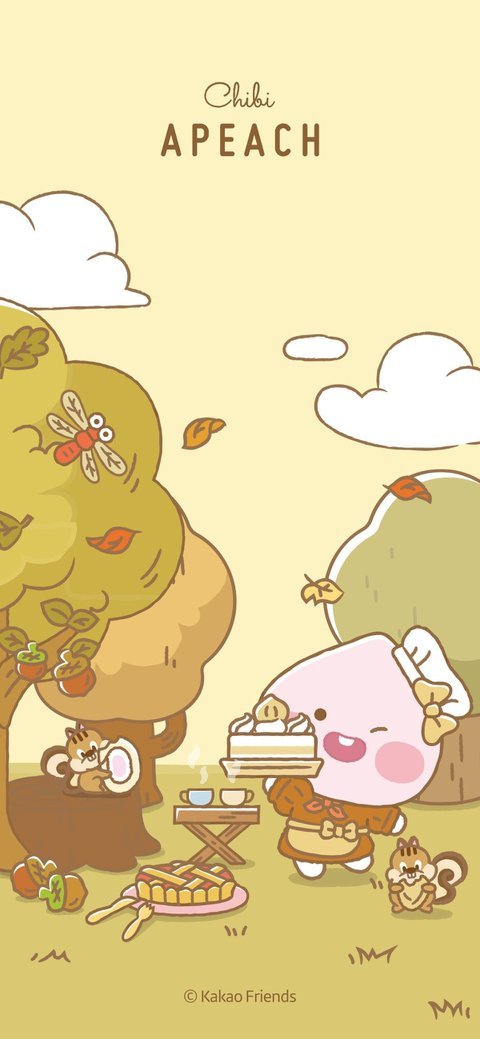 Kakaofriends日本设计的Apeach手机壁纸~超可爱！