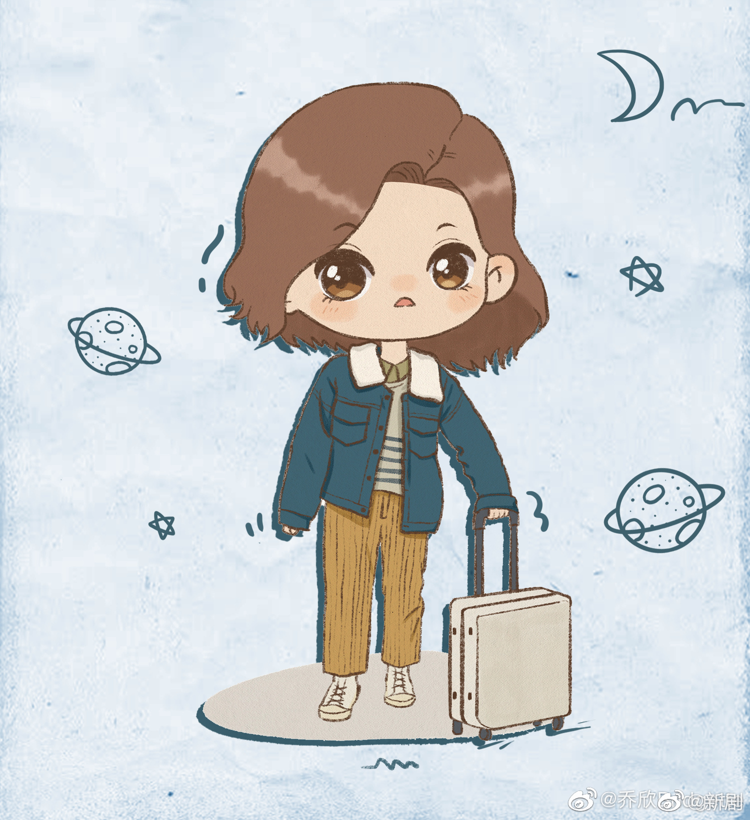 乔欣分享Q版郑达前的ootd，太阔爱了……__财经头条