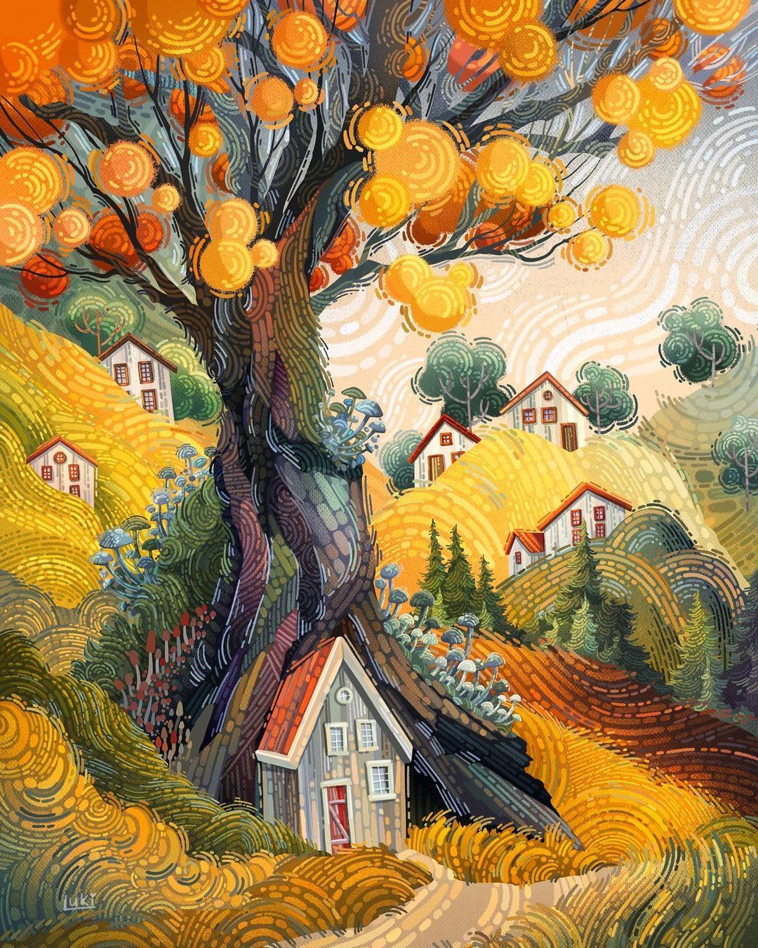 插画师Olya Luki作品的很有意思 除了一眼看过去的大场景……__财经头条