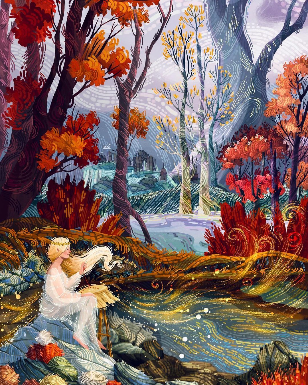 插画师Olya Luki作品的很有意思 除了一眼看过去的大场景……