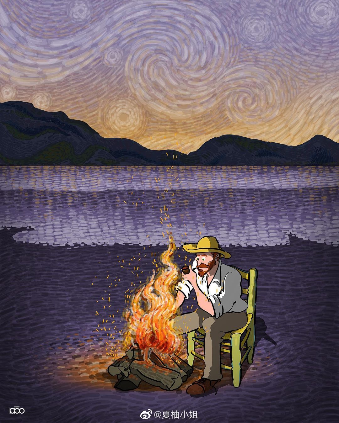 为纪念梵高的系列插画，好漂亮！alireza karimi moghaddam