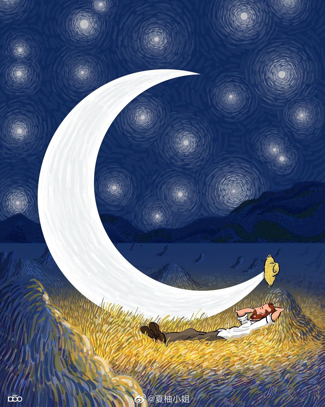 为纪念梵高的系列插画，好漂亮！alireza karimi moghaddam