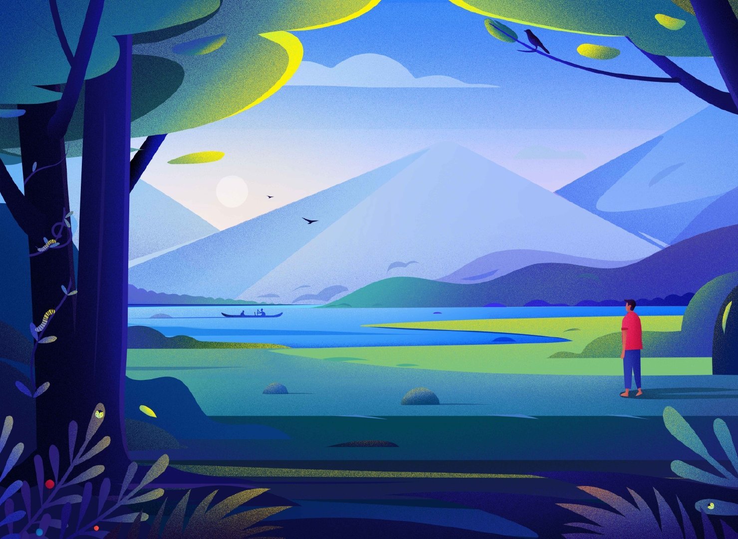 一组超美的风景插图，超棒！设计师Febin_Raj