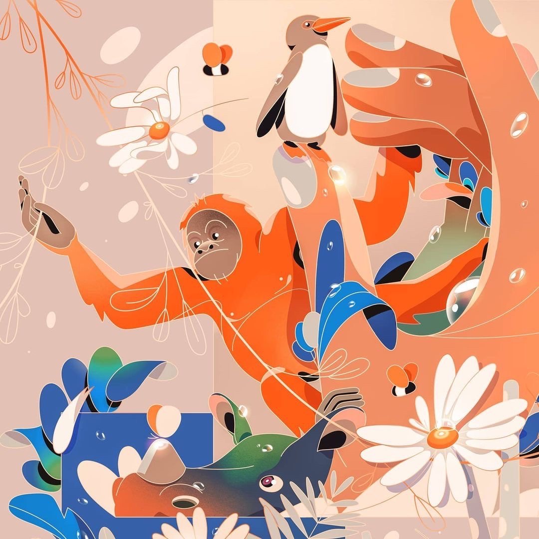 每次都会被插画师 Nuria Boj独特的画风吸引住 除了出彩的配色……__财经头条