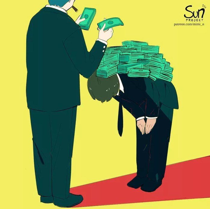 日本插画师Mimi N通过系列插画作品SUN Project揭露生活的黑暗面