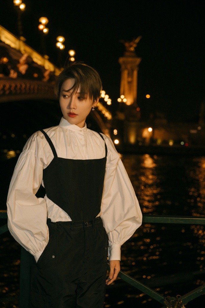 刘雨昕巴黎夜景大片氛围感拉满，好贵气好优雅呀刘雨昕！__财经头条