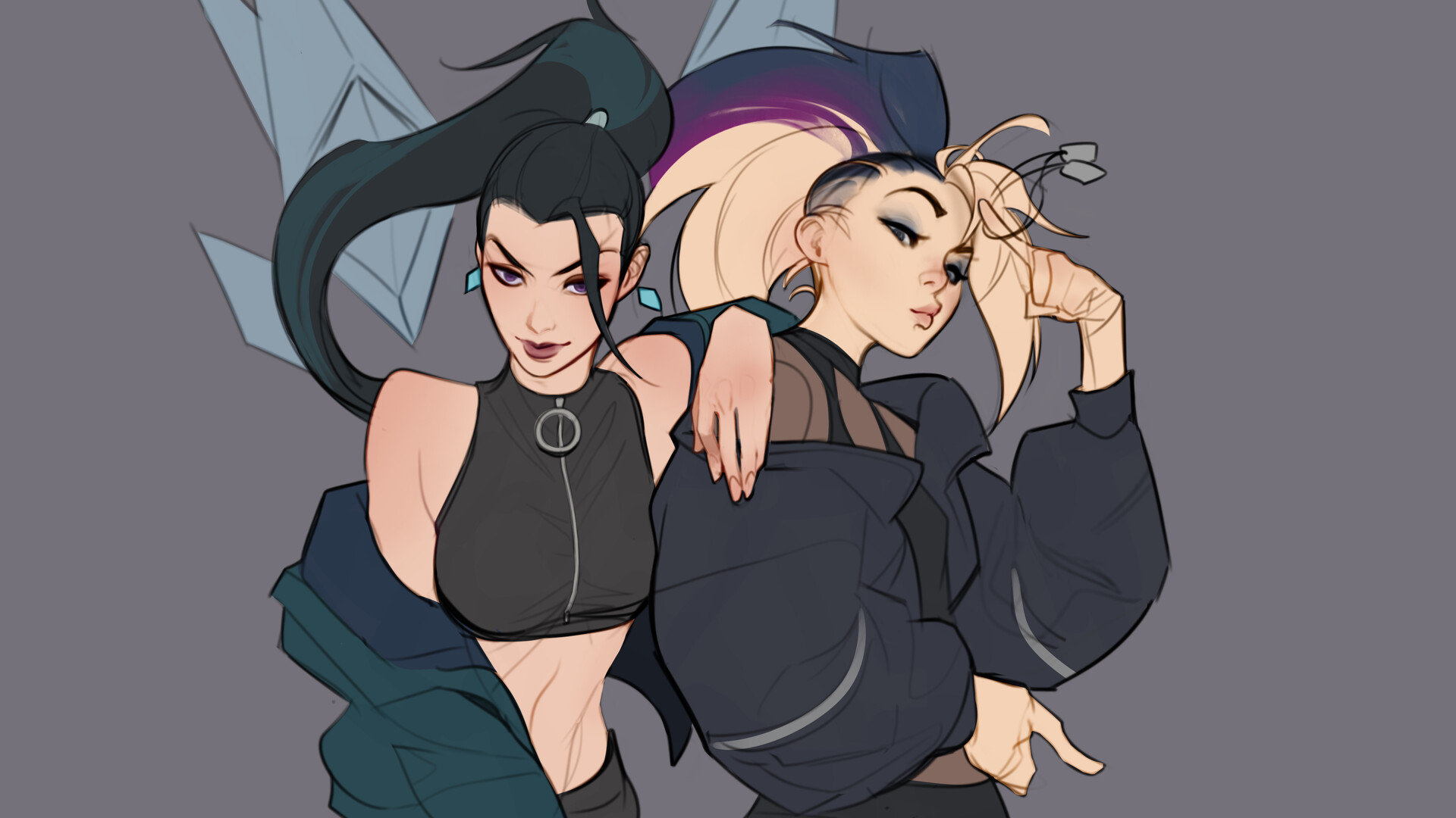 外网一位叫Mingchen Shen的画师创作了KDA卡莎与阿卡丽的同人图好酷