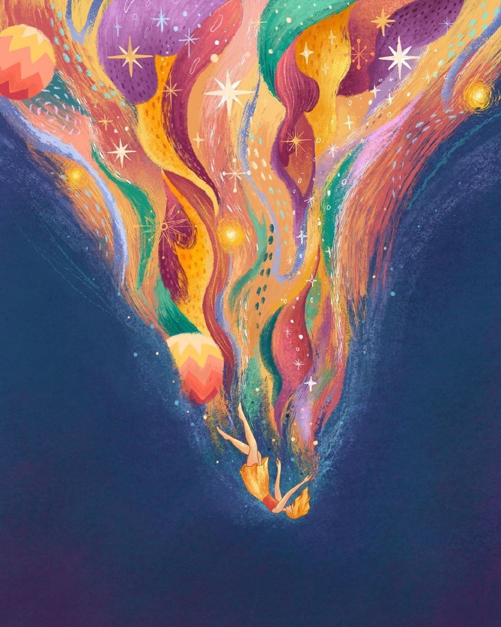 菲律宾艺术家Alyssa De Asis 将自然界的元素与活泼的色彩和奇特的人