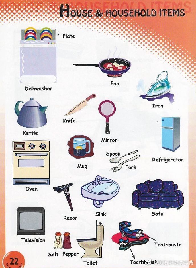 家居用品常用英语词汇图文对照