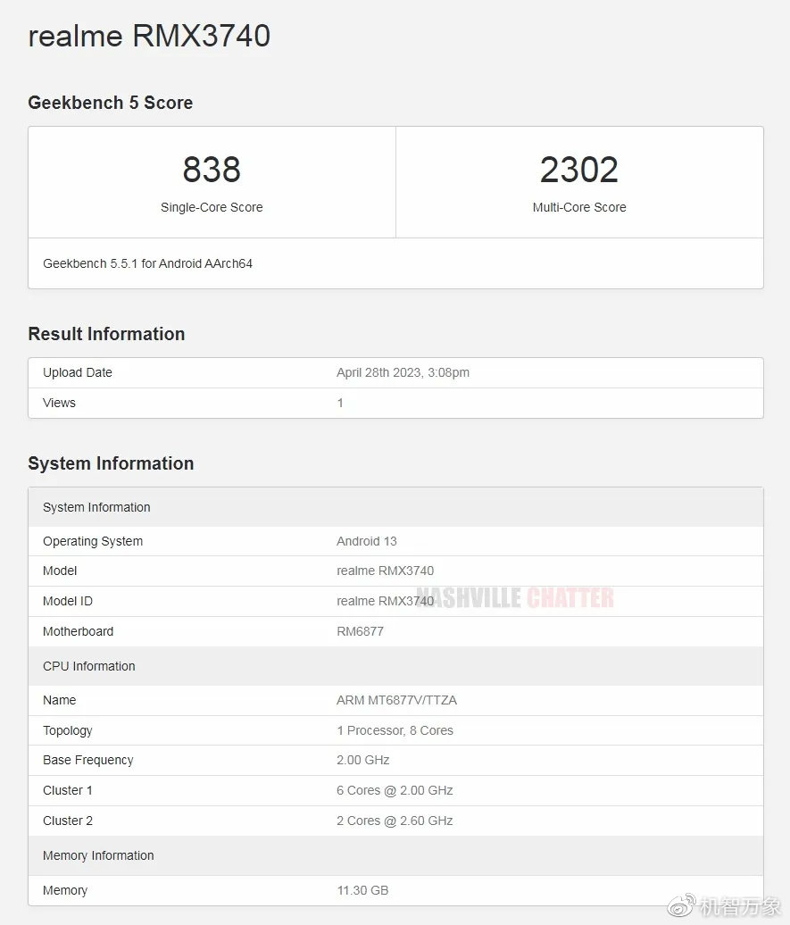 搭载天玑7050处理器疑似真我11 Pro+现身Geekbench或有16GB+1TB版__财经头条