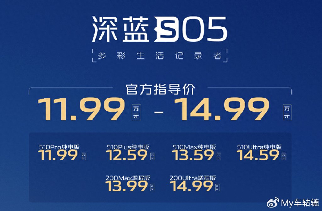 深蓝S05售价11.99万元起，增程、纯电双动力，还有三大核心看点！-新浪汽车