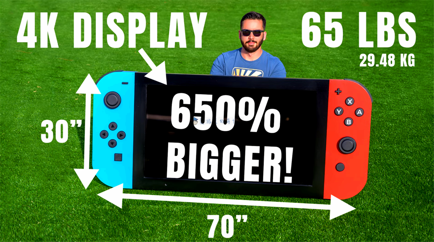 真的可以玩任天堂游戏，玩家手工打造了一台超大型的Switch