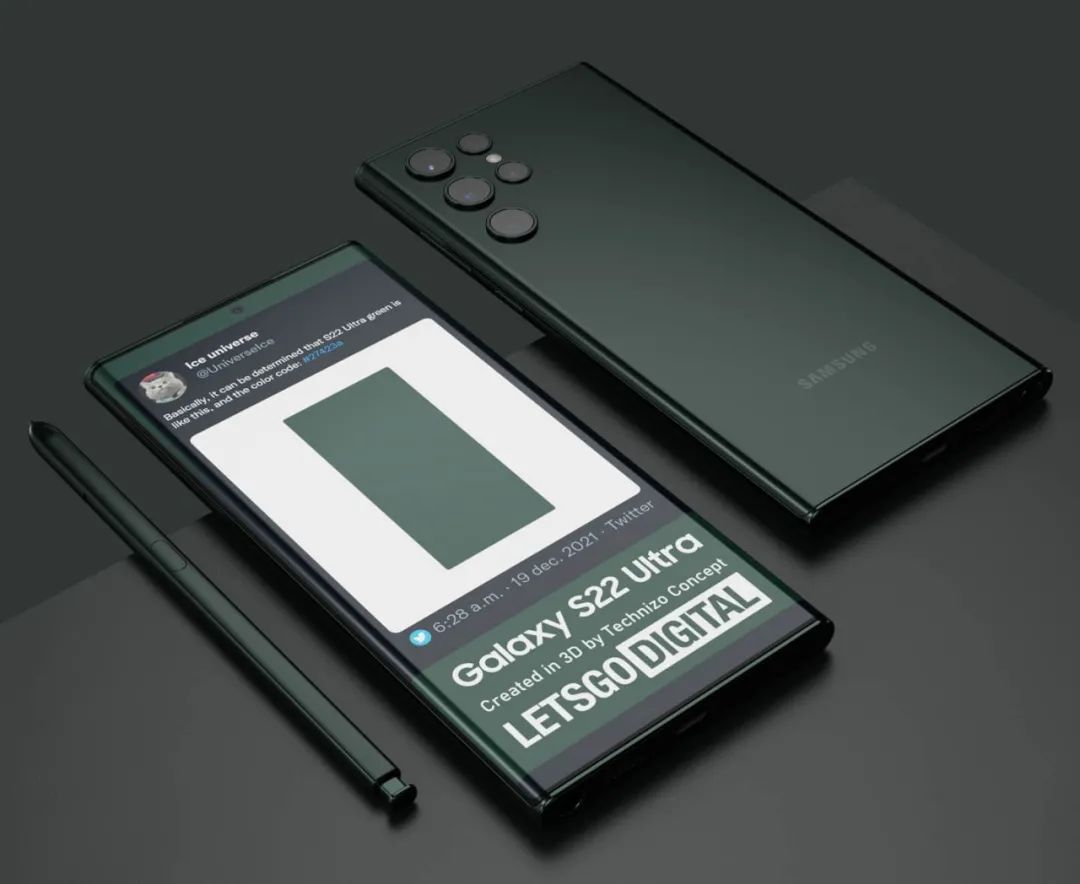 【旗舰】三星S22Ultra最新渲染图 墨绿色机身打几分？__财经头条