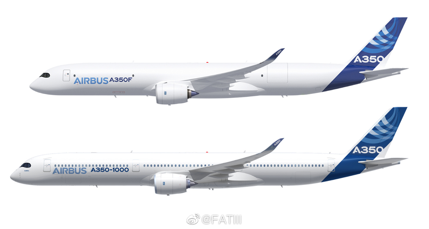 A350F 与 A350-1000 对比图|机翼|主货舱|机身长度_新浪新闻