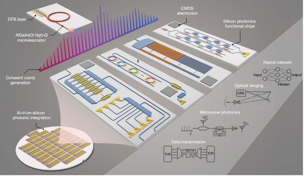 北大团队首次联合实现微腔光频梳系统的光子集成芯片，可实现T比特速率通信__财经头条