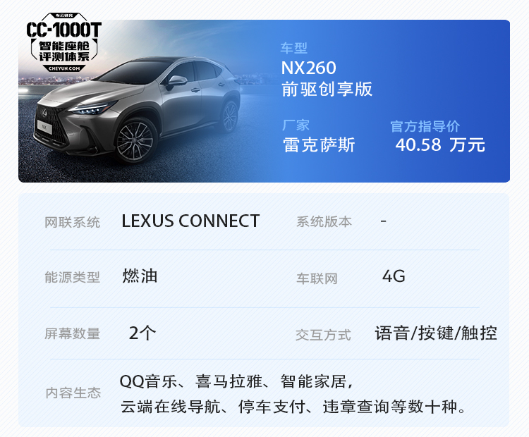 雷克萨斯NX260 | CC-1000T智能座舱创新项评测__财经头条