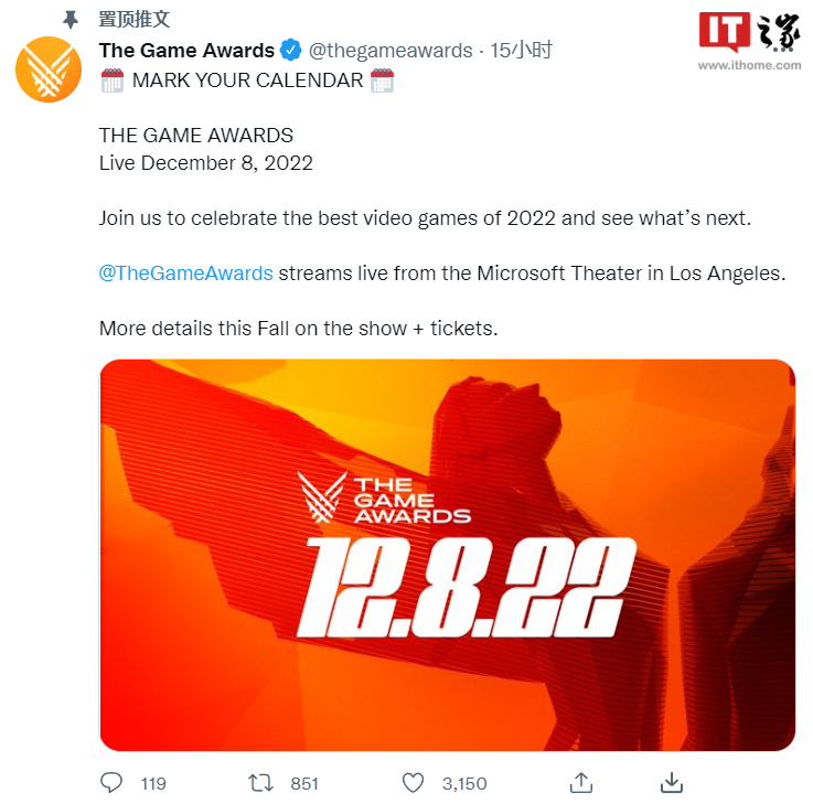 游戏界的奥斯卡 TGA 2022 官宣 12 月 8 日举行，新增最佳改编奖__财经头条