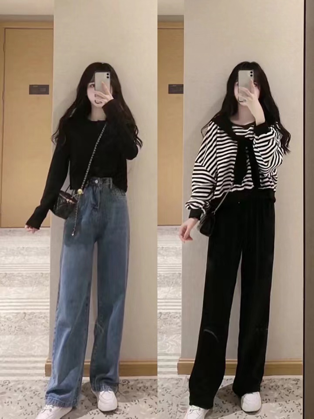 今年秋天流行一种搭配：“九头身阔腿裤+上衣”，遮肉气质显腿长|阔腿裤_新浪新闻