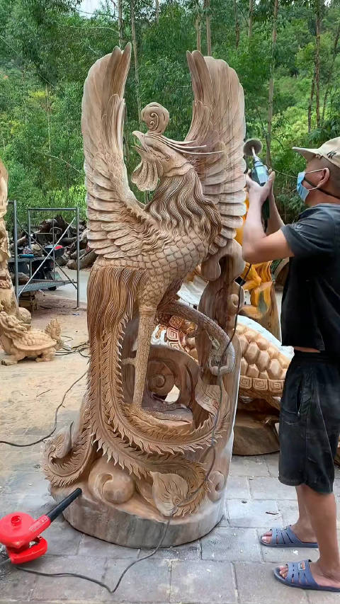 木雕凤凰工艺品摆件|木雕_新浪新闻