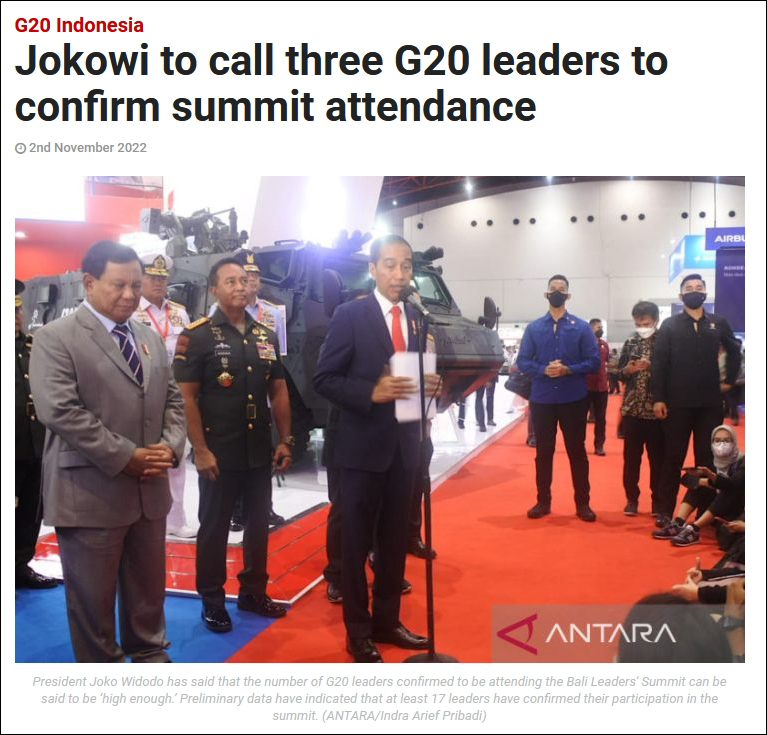 “17国领导人确认参加G20，剩下3国我会亲自打电话”|普京|印尼|G20_新浪新闻