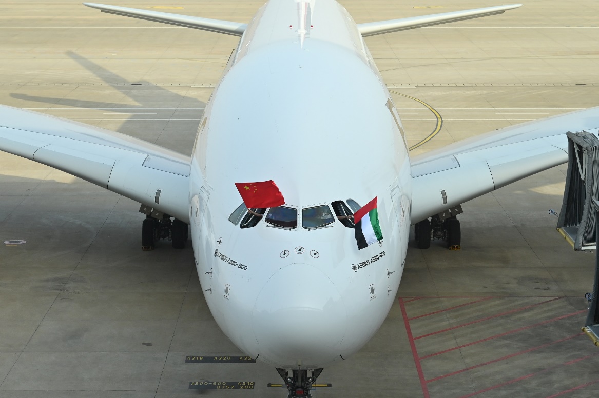 阿联酋航空A380客机除夕前重返上海浦东国际机场