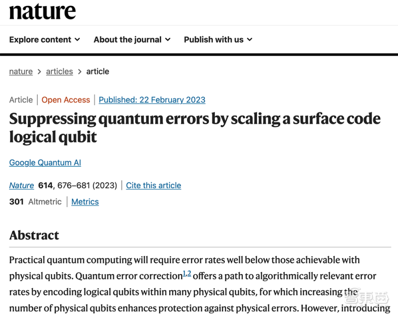 量子计算又一里程碑！谷歌实现量子纠错突破，成果登上Nature__财经头条