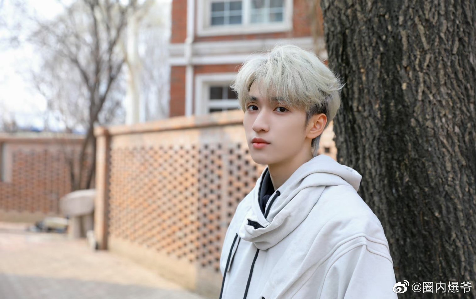 严浩翔微博晒出自己身穿白色卫衣的连拍照片……