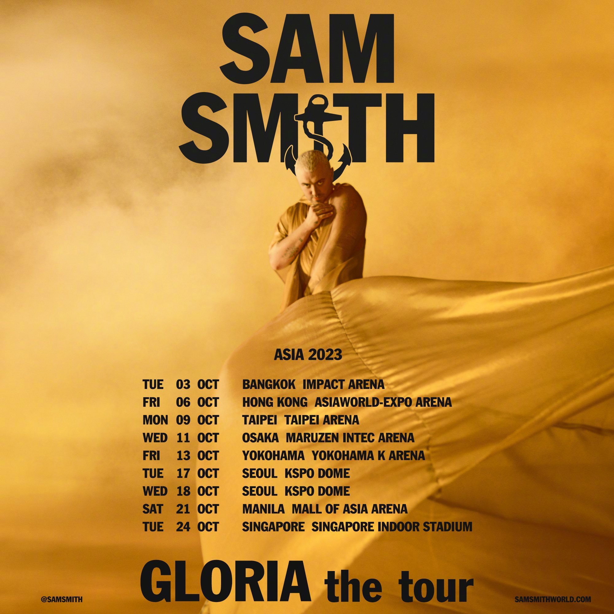 骚姆Sam Smith全球巡演GLORIA TOUR亚洲站公布 10月3日 曼谷……|全球巡演|曼谷|横滨_新浪新闻