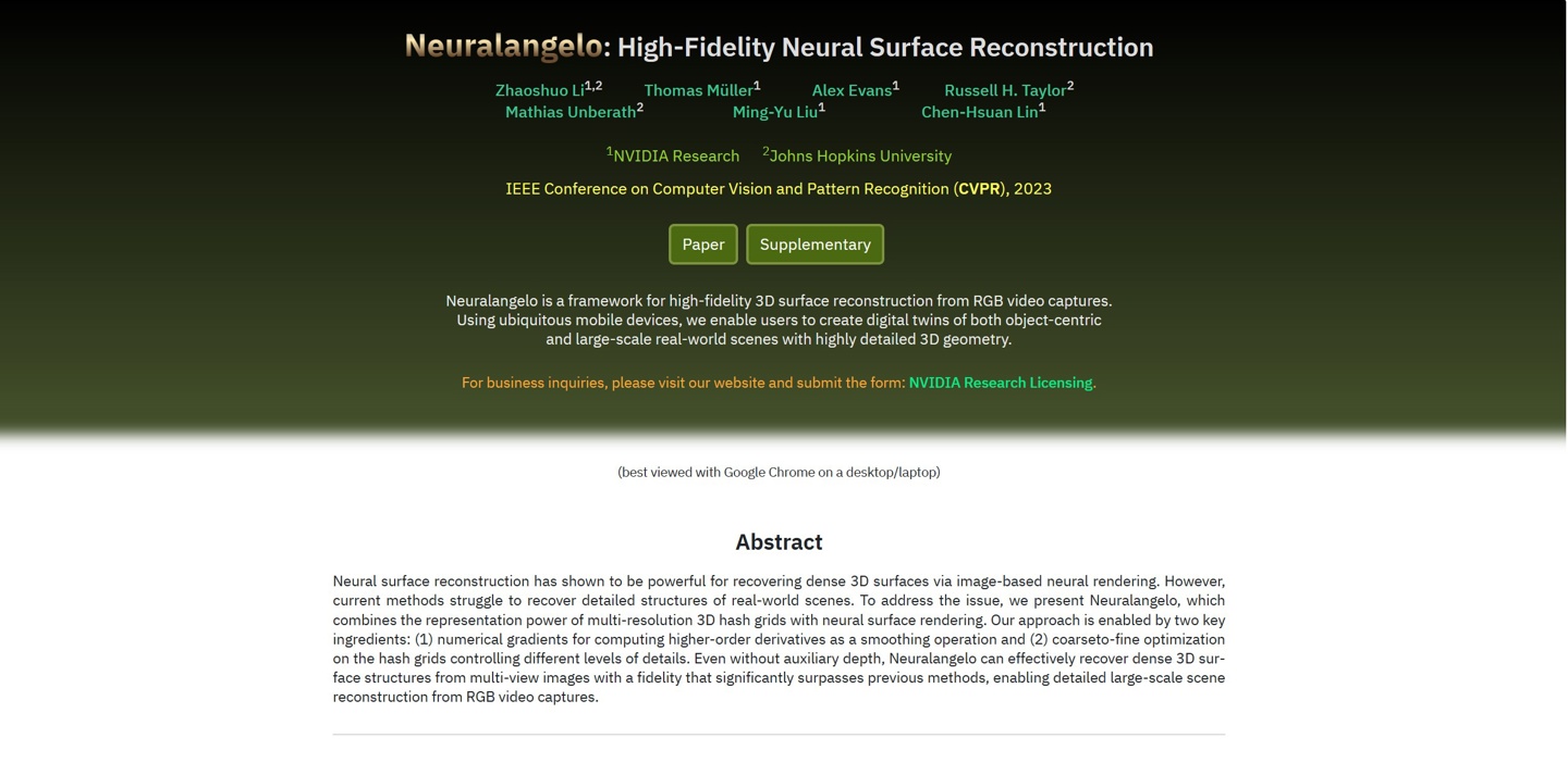 英伟达公布 Neuralangelo AI模型，可将视频内容转换为高精3D模型__财经头条