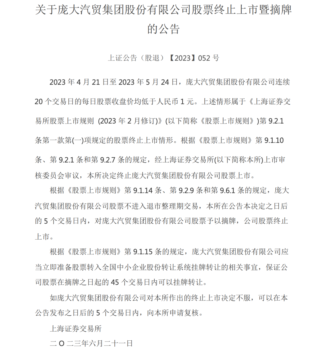 巨亏！知名经销商集团直接退市|庞大集团_新浪财经_新浪网
