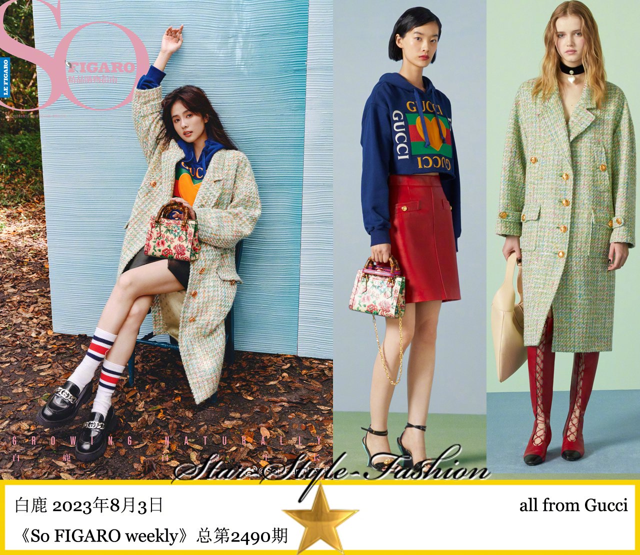 白鹿身着gucci2023七夕情人节等系列的服装登《So FIGARO weekly》|白鹿|So FIGARO weekly_新浪新闻