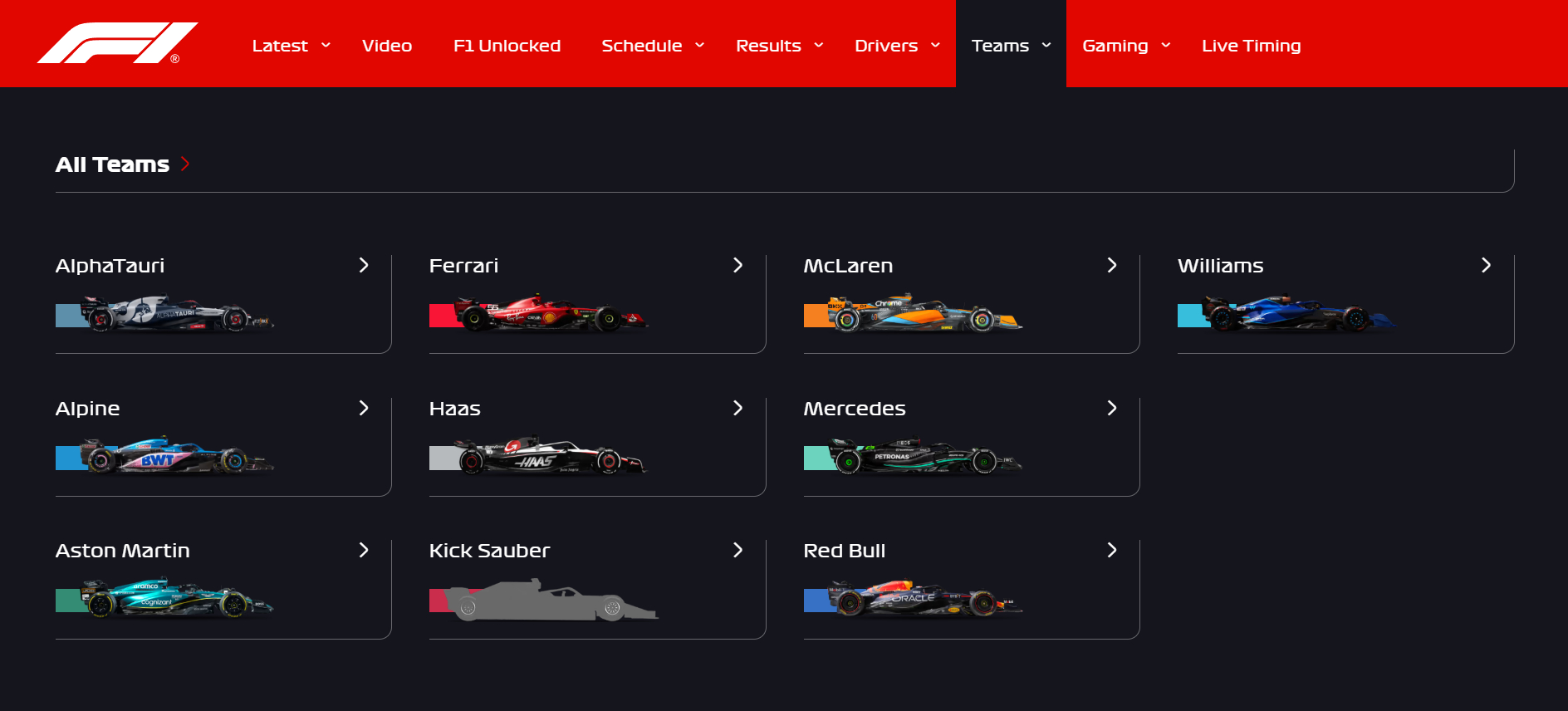 F1官网的车队展示页里称Stake F1 Team为Kick Sauber|F1|车队_新浪新闻