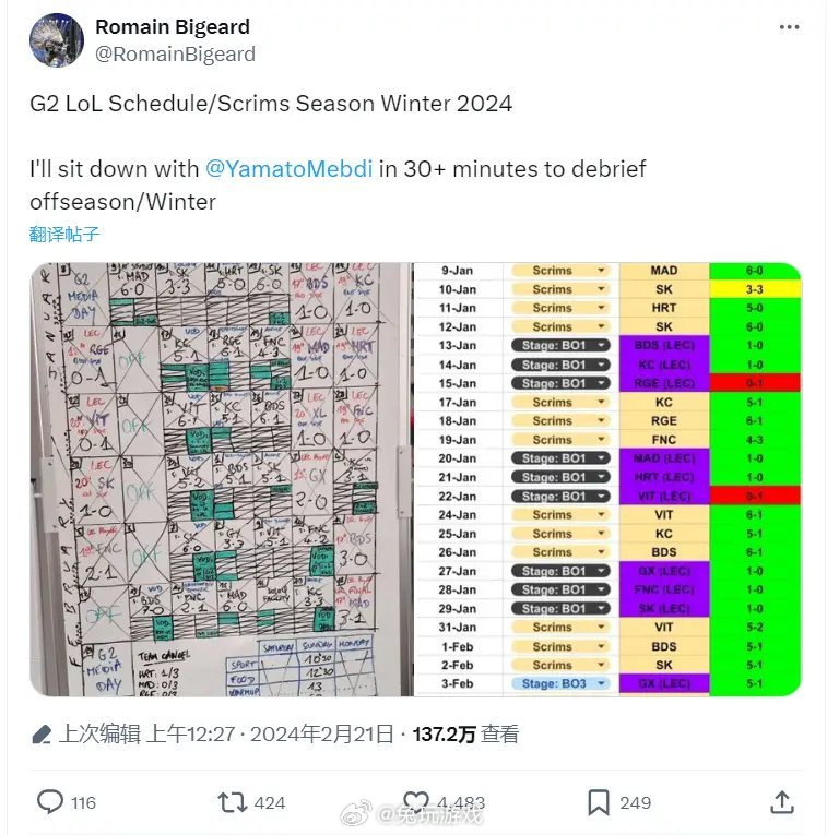 今日，G2的英雄联盟分部经理Romain……|英雄联盟|g2_新浪新闻