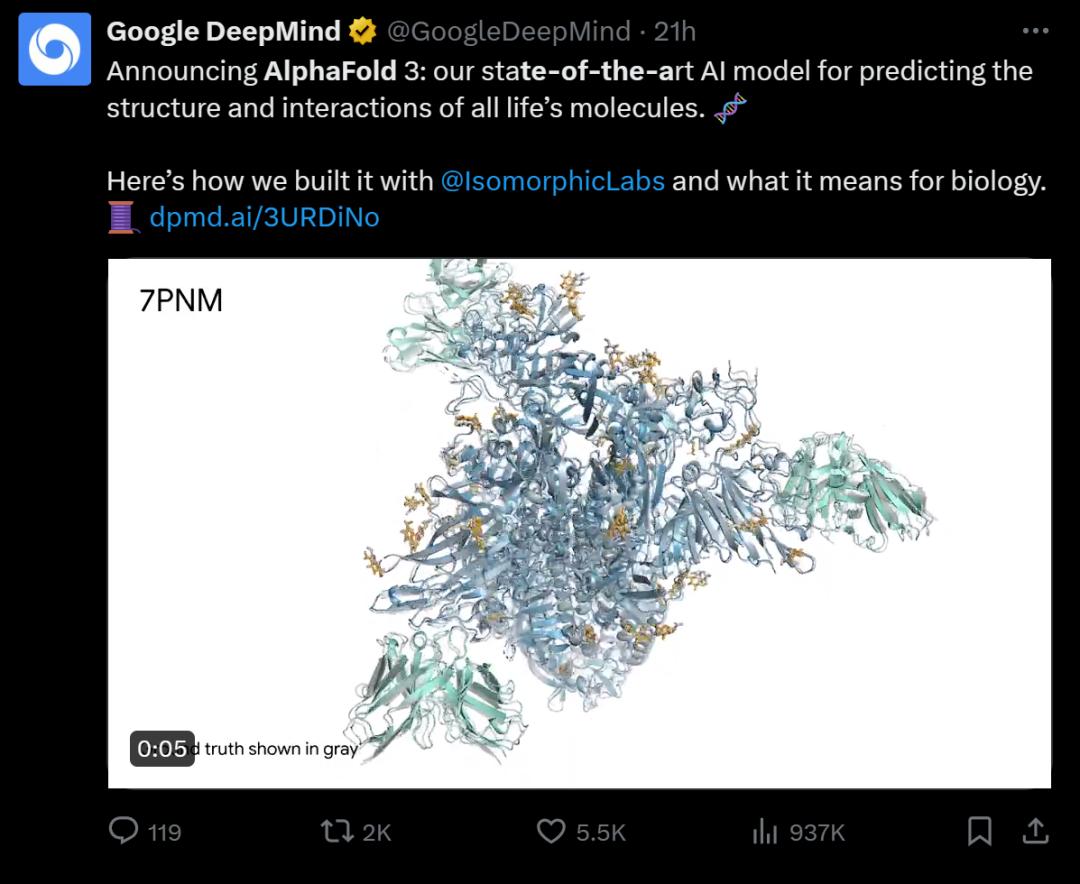 AlphaFold 3重磅发布，谷歌开启1000亿刀AI药物研发市场|生物_新浪新闻